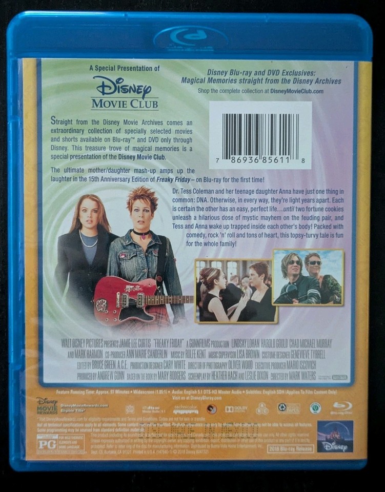 Freaky Friday (2003) Disney Movie Club Exclusive OOP Blu-ray | eBay