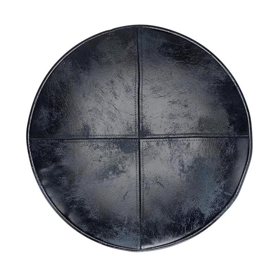 Connor Boho Round Pouf in Distressed Navy Blue Genuine Leather | eBay
