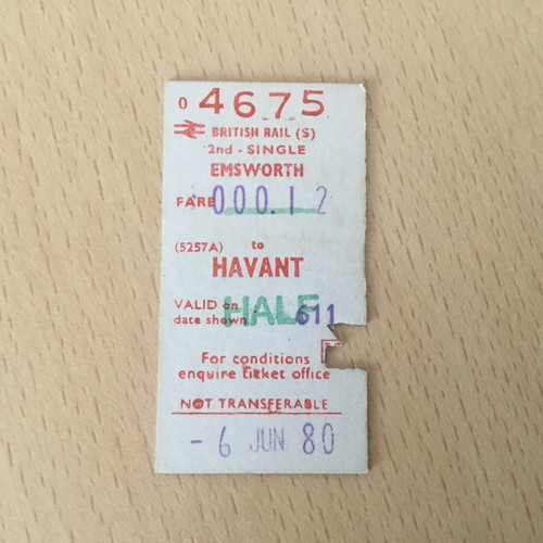B,R, Railway. TICKET, (. Emsworth. To. Havant, 80, ) | eBay UK