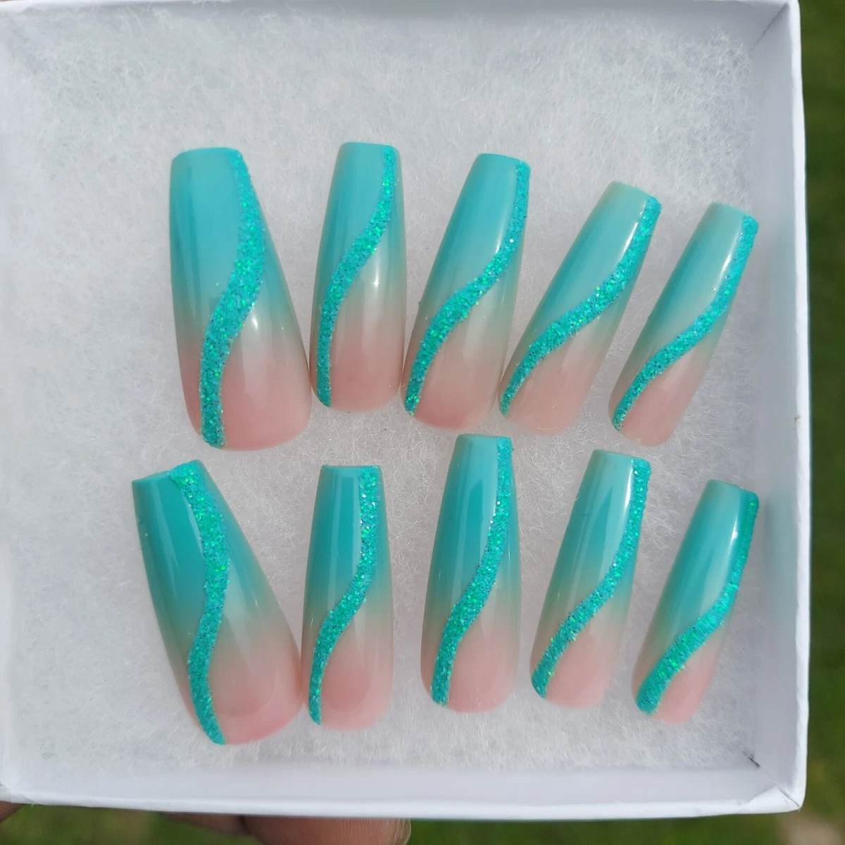 Teal Acrylic Nails
