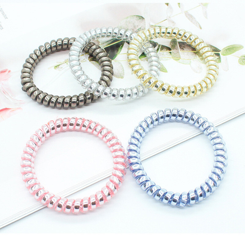 1Pcs Telephone Wire Elastic Rubber Band Traceless Girls Ponytail Hair ...
