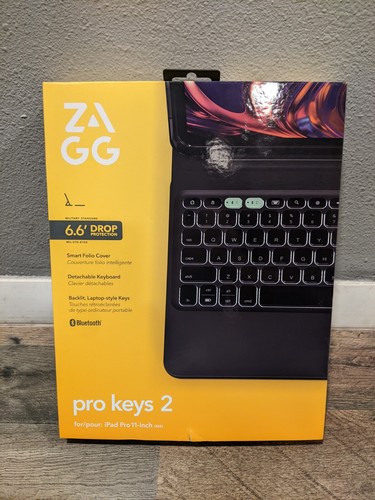 ZAGG Pro Keys 2 For iPad Pro 11" M5/M4 Bluetooth Keyboard Case 6ft Drop ...
