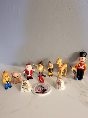 Vintage Christmas Ornaments Mix Of Rudolf, Toy Soldier, Elves, Rare Lot ...