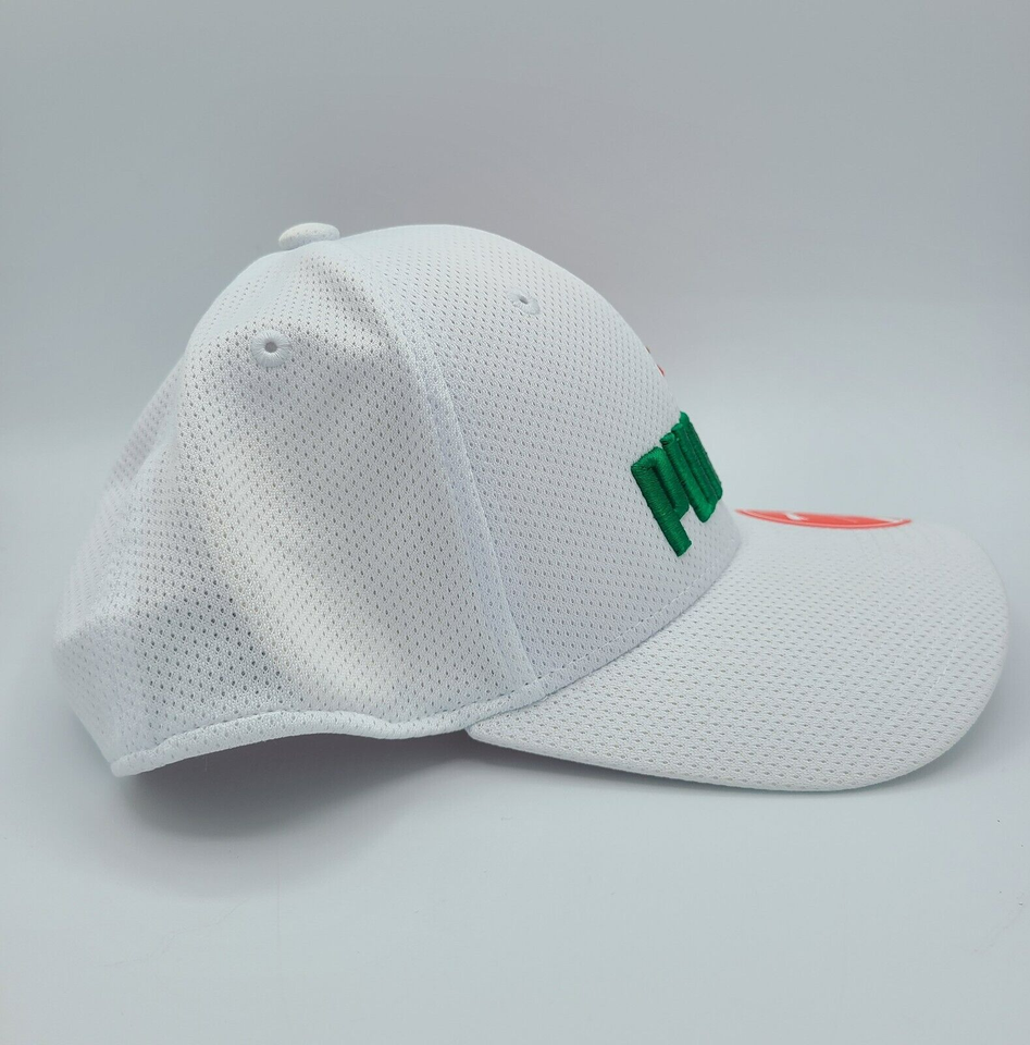 PUMA Men's Flex Fit Baseball Hat Cap Size L/XL White Red Green Puma ...