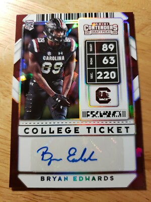 2020 Bryan Edwards Contenders Draft Picks Cracked Ice Rookie Auto 13/23 ...