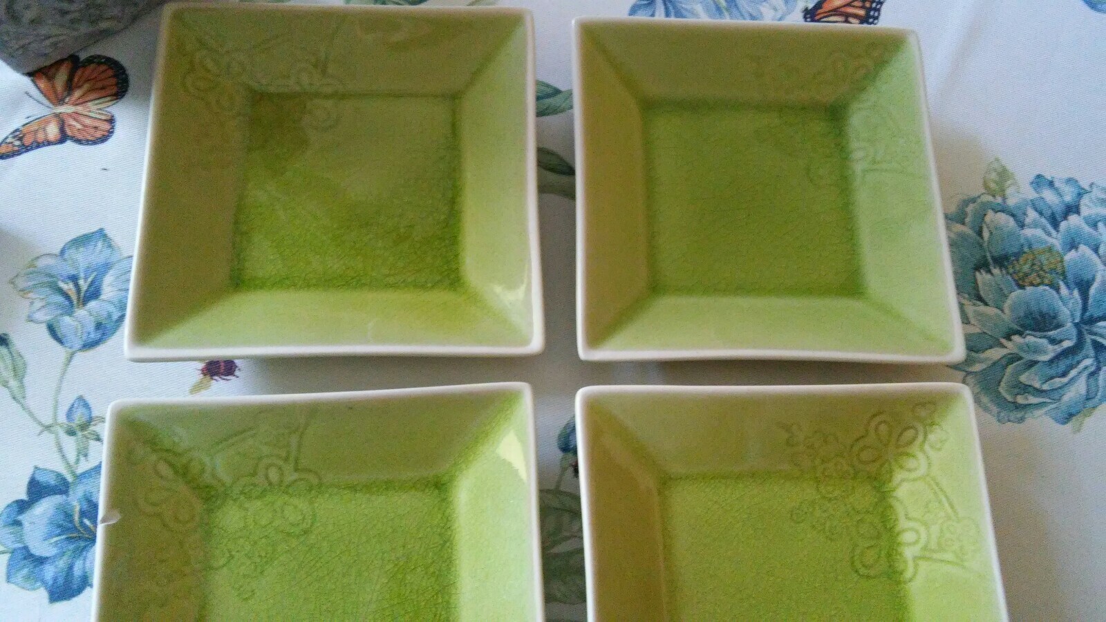 4 PIER 1 H'ORDERVE PLATES GREEN | eBay
