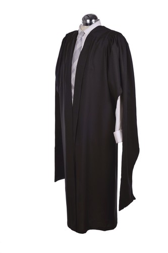 Masters Graduation Gown University Fully Fluted Academic Black Robe MA ...