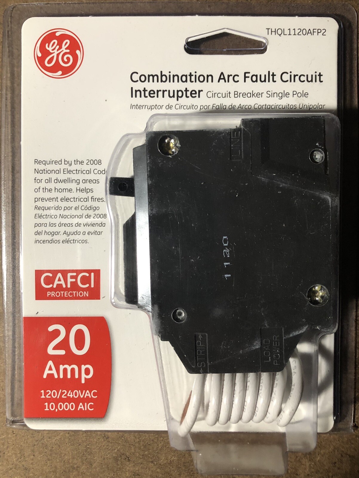 GE THQL1120AFP2 20 Amp CAFCI Combination Arc Fault Circuit Interrupter ...