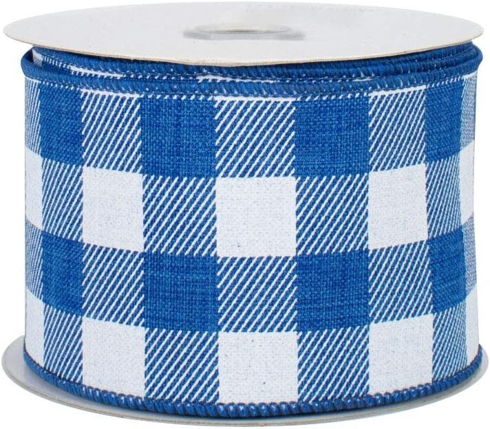 Royal Blue Plaid Wired Ribbon - 2 1/2 Inch x 10 Yards, Fall, Christmas ...