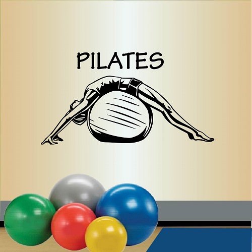 Wall Vinyl Decal Pilates Girl Fitness Ball Workout Sports Home Gym ...