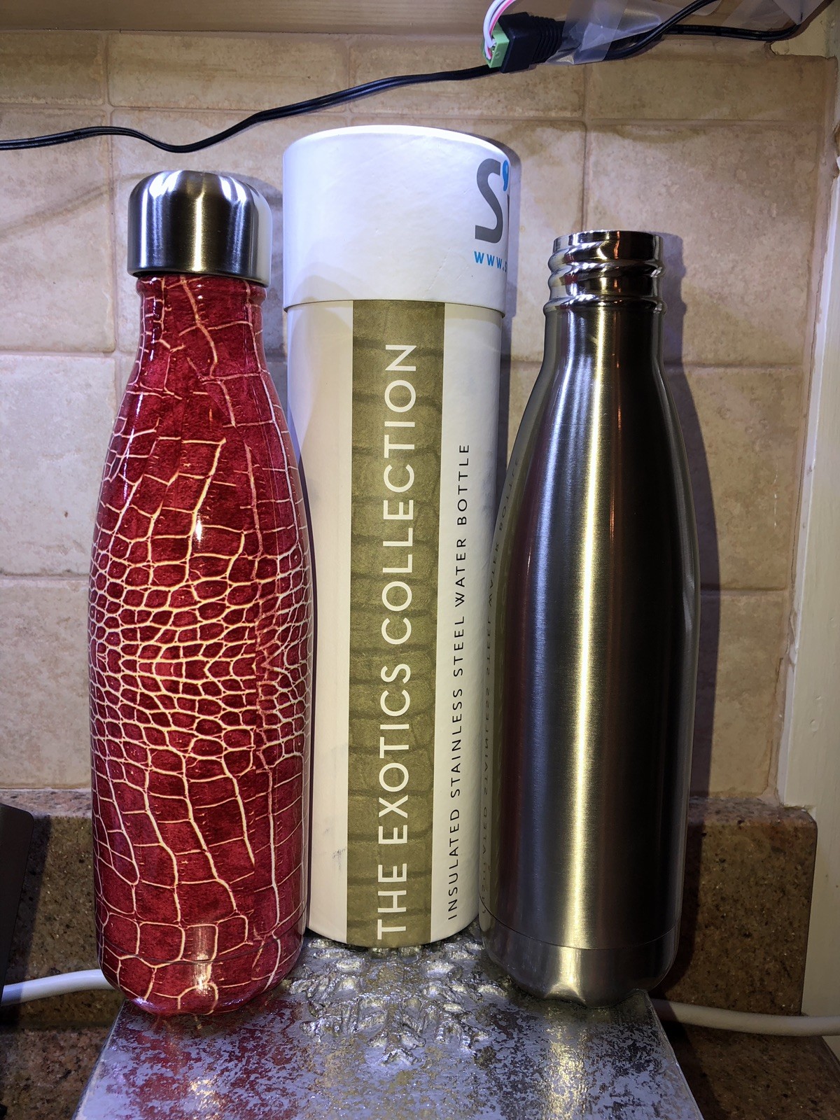 S'well 17oz Water Bottles Exotics Collection Rouge Crocodile + Silver ...