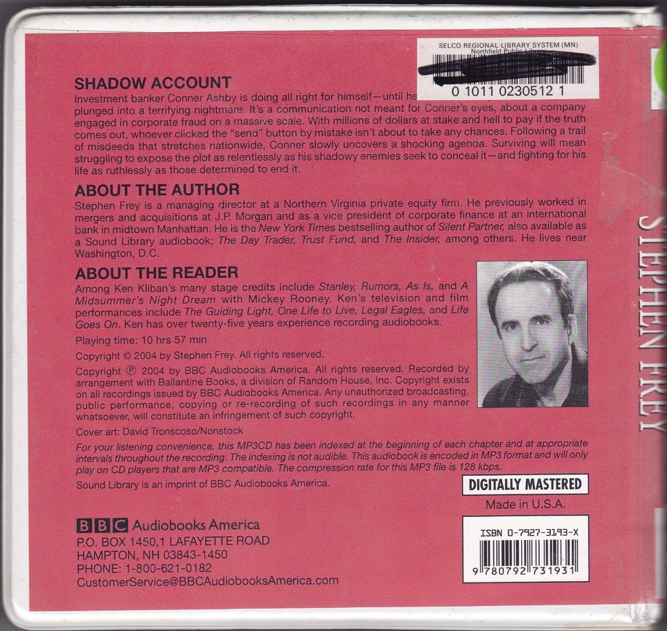 Shadow Account by Stephen Frey (2004, MP3 CD, Unabridged) Action ...