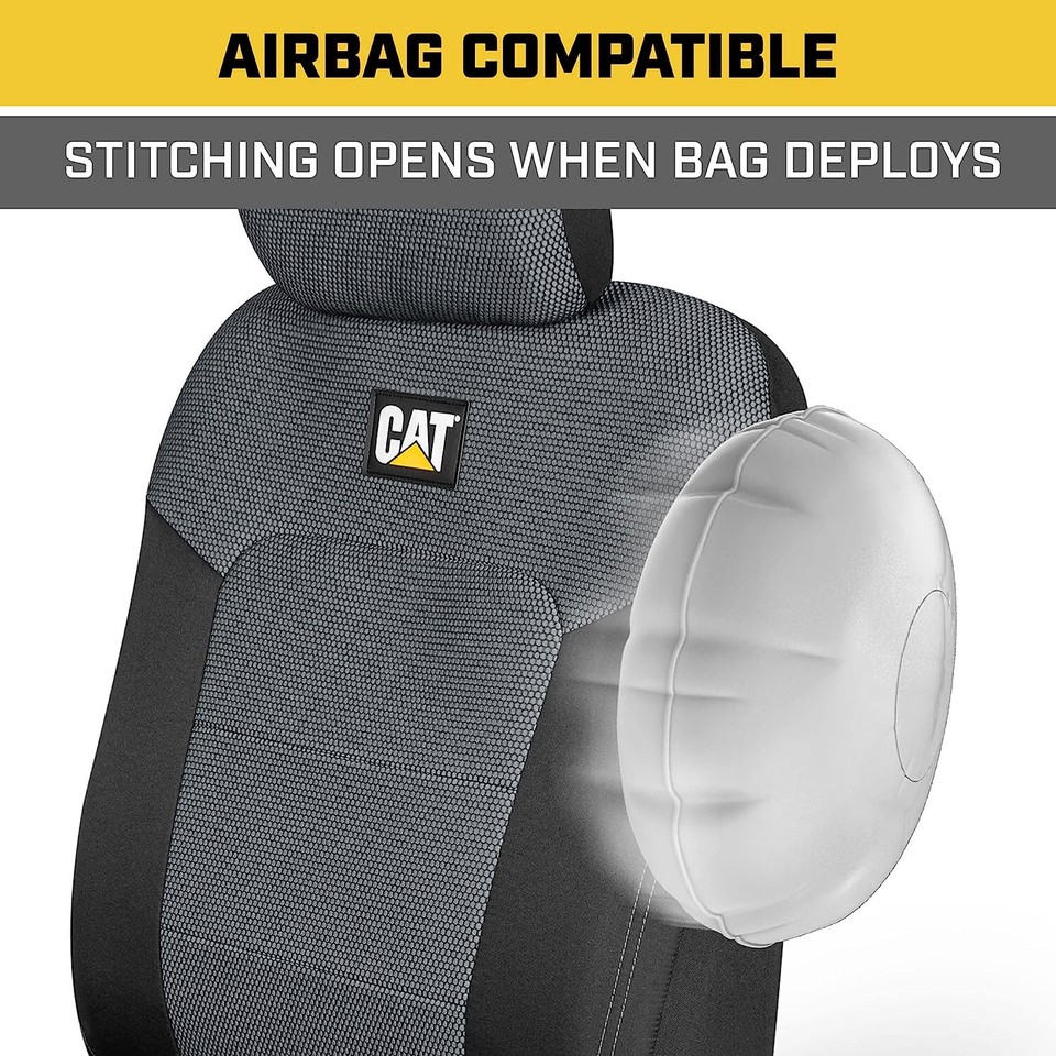 ⭐️⭐️⭐️⭐️⭐️New Caterpillar Car Truck Front Seat Covers Set Black Grey ...
