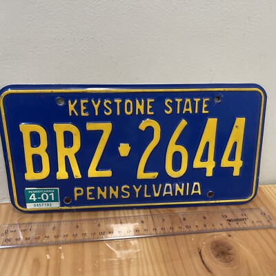 Pennsylvania 2000 KEYSTONE STATE License Plate # BRZ-2644 | eBay
