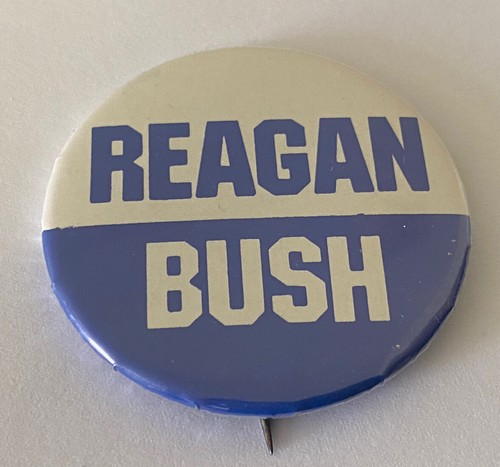 Blue & White Original Reagan Bush Political Pinback Pin | eBay