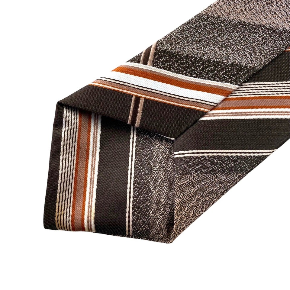 C & A Vintage Mens Tie Brown Stripe Made In UK Retro 1980s Smart Tie Polyester | eBay UK