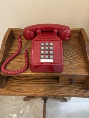 Cortelco Red Vtg Style Telephone 250047-VBA-20M Push Button Voice Adj ...
