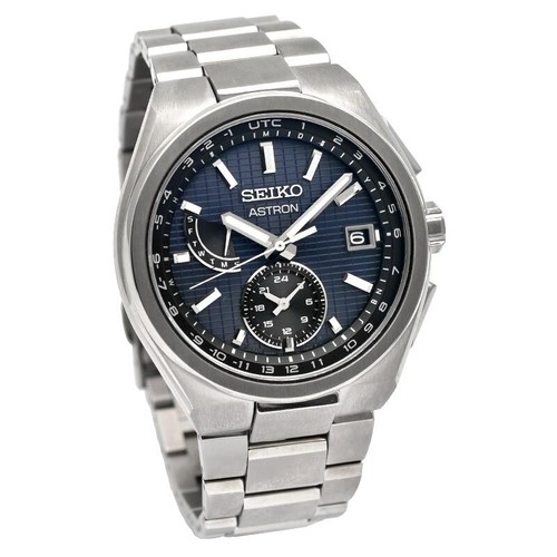 SEIKO ASTRON NEXTER SBXY065 Titanium Radio Solar Analog Watch Blue Dial ...