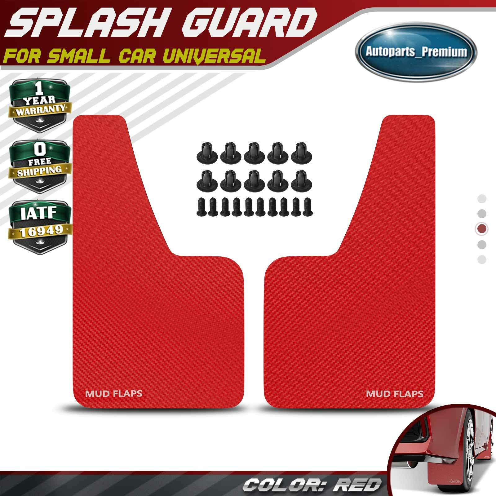 2x Red Universal Splash Guards Mud Flaps for Small Car Chevy Audi BMW ...