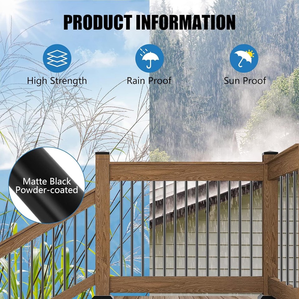 101 Pack Deck Balusters Metal Deck Spindles 26" x 3/4" Aluminum Alloy ...