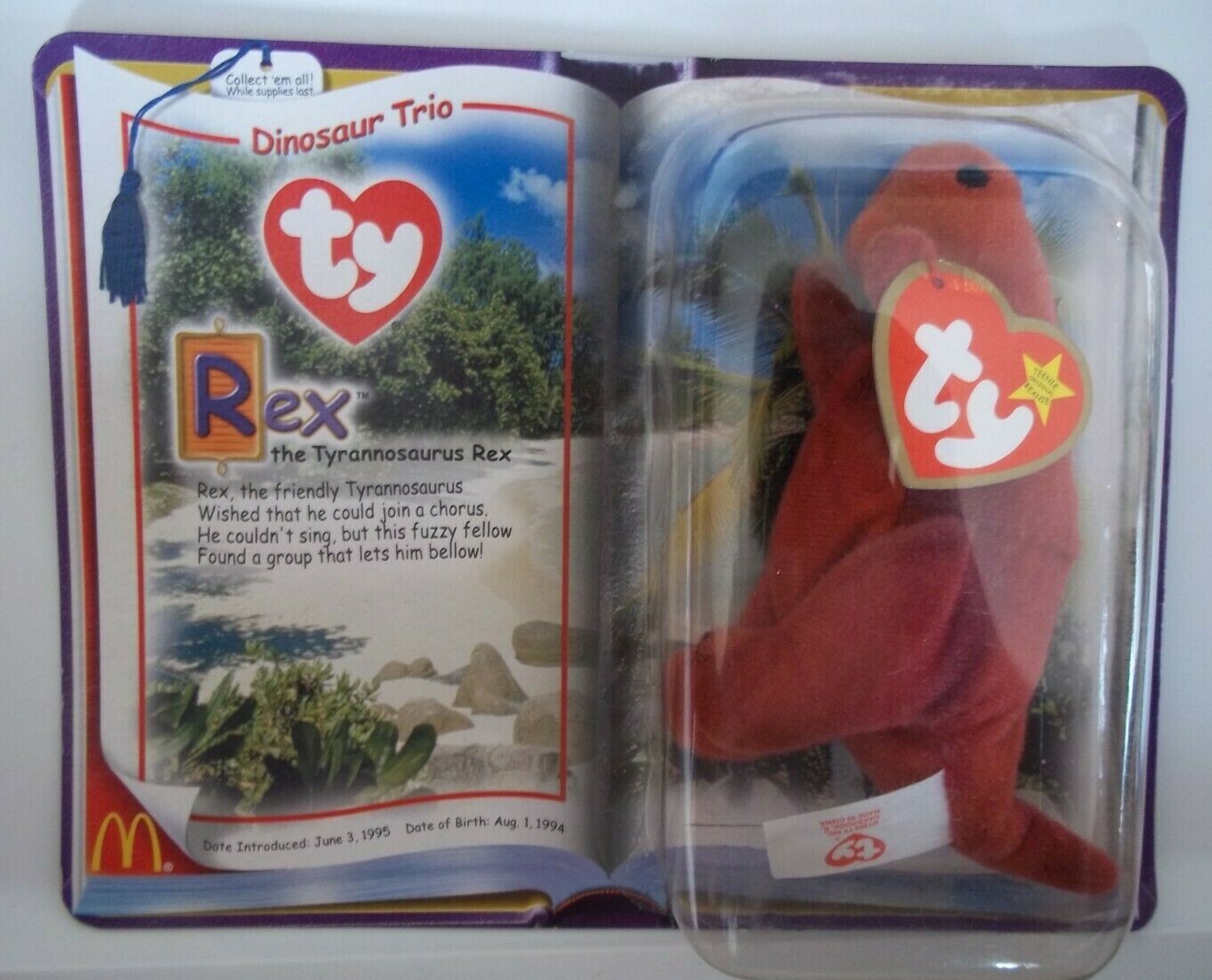 REX the Tyrannosaurus Rex TY BEANIE Babies Plush 5" McDonald Original ...