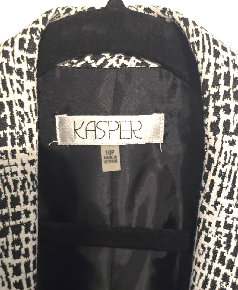 The NWT Kasper Women Metallic Jacquard Wing-Collar Jacket in Size 10P ...