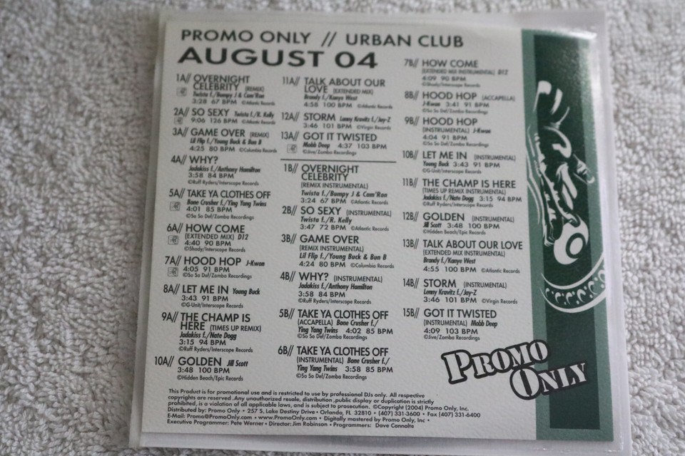 Promo Only Urban Club August 2004 NM USA 2 CD Set Twista Lil Flip ...