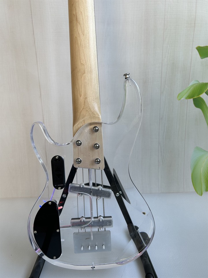 Custom Transparent Acrylic Electric Bass Guitar With Light 5 Strings ...