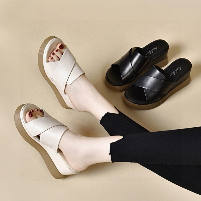 Women's Slope Heel Slippers Summer Platform Pump Shoes Fashion Open Toe ...
