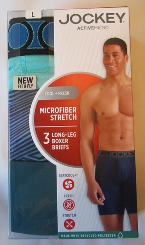 Jockey Active Microfiber 9" Long Leg Boxer Briefs - 3 Pack - Men's Size ...