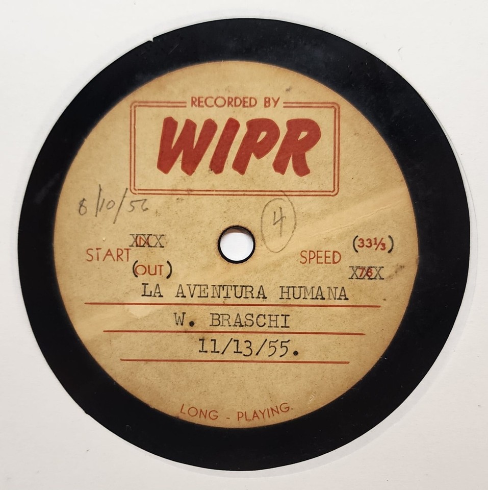 VTG WIPR RADIO STATION 12" ACETATE DISC / RECORD / PUERTO RICO 1955 ...