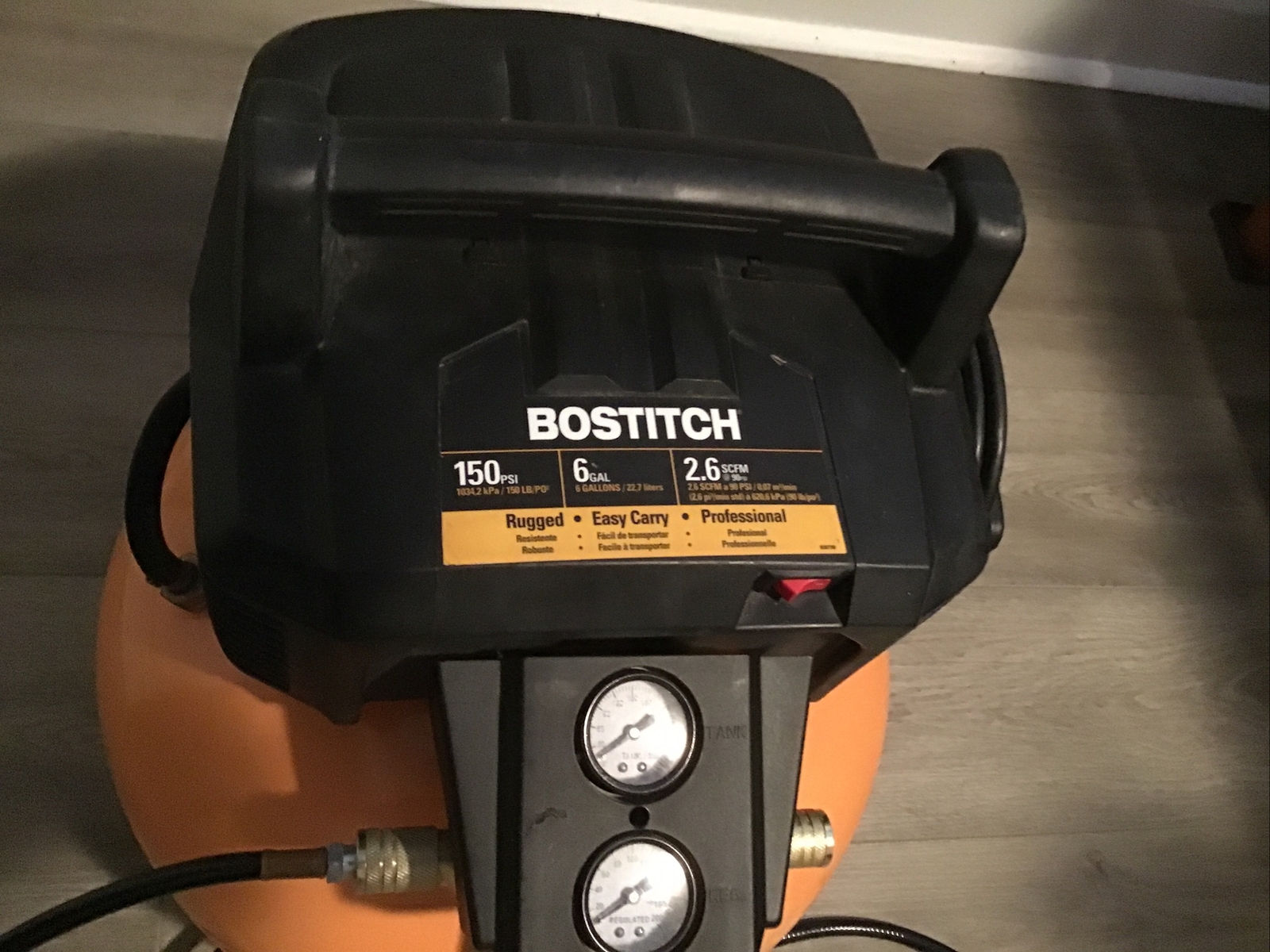 Bostitch BTFP02012 6 gal 150 PSI Air Compressor W/ Two Bonus Bostitch ...