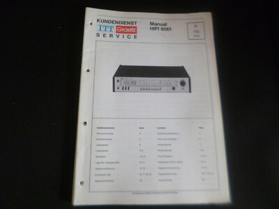Original Service Manual Schaltplan ITT Graetz Hifi 8061 | eBay.de