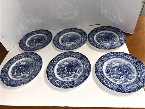 Set of 6 Staffordshire "Liberty Blue" "Washington At Valley Forge" 8.5 ...