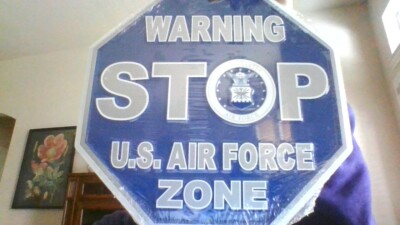 STOP SIGN WARNING U.S. AIR FORCE ZONE OCTAGON SHAPED METAL BLUE ...