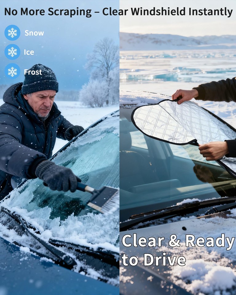 COFSODI Windshield Cover for Ice and Snow, Car Front Window silver ...