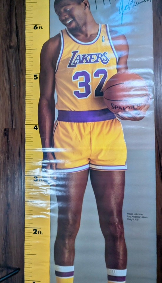 Vintage 1988 Magic Johnson 7'ft "Measure Up" Poster Life Size LA Lakers ...