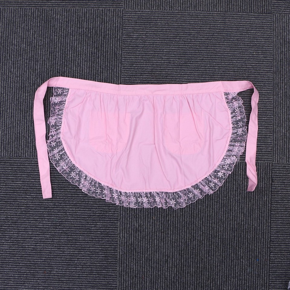 Cotton Waist Apron Lace Short Apron with Pockets for Maid Waitress ...
