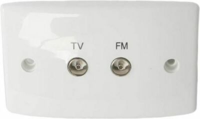 Double TV & FM Radio Splitter Socket Plate Reduces Interference + wall ...