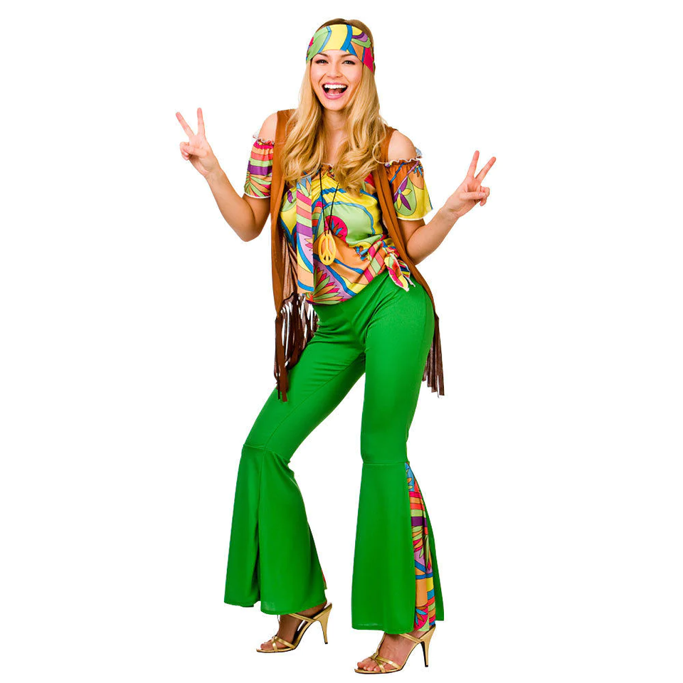Adults Groovy Hippie Costume Hippy 60s 70s Womens Fancy Dress Ladies ...