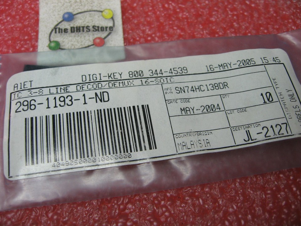 SN74HC138DR Texas Instruments TTL IC Decoder Demux 8-Ln SOIC16 74138 ...
