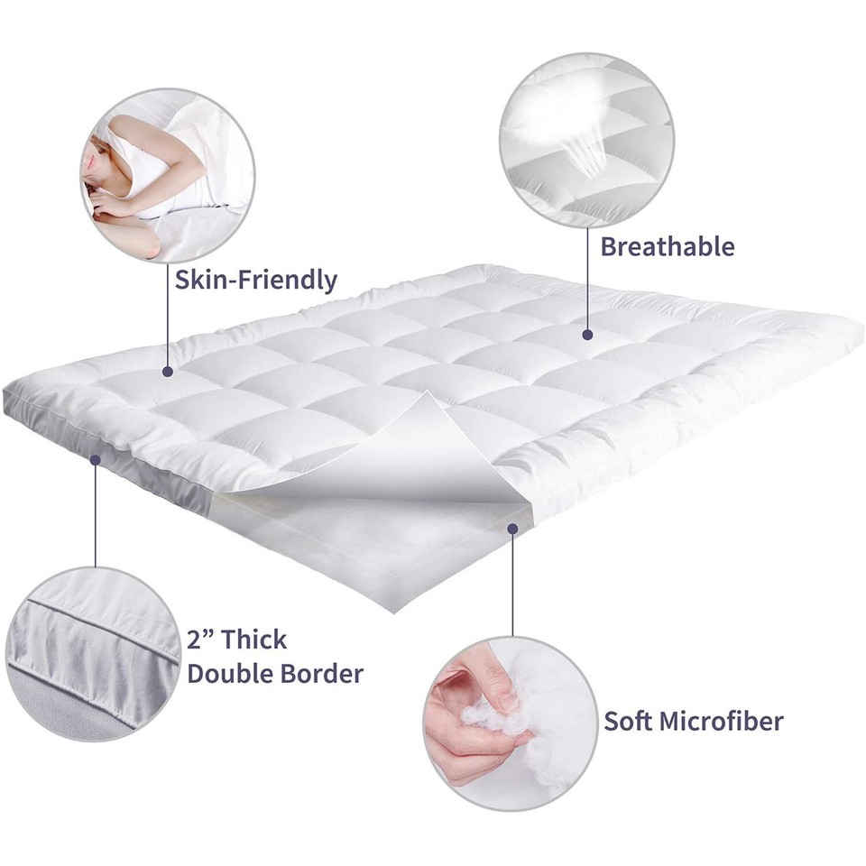 Extra Thick 2" Matress Pad Double Border Pillowtop Snow Down ...