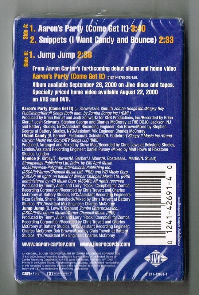 Aaron Carter Aaron's Party (Cassette) Single New in Original Sealed ...