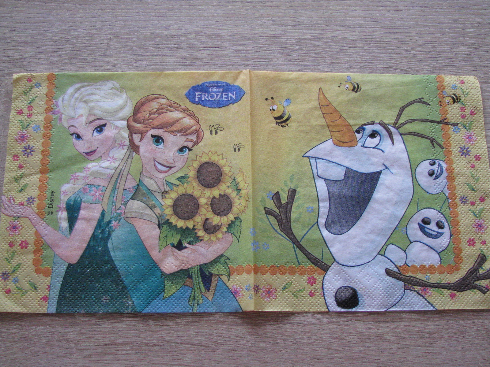 4 Servietten Frozen Olaf mit Mädchen und Sonnenblume | eBay.de