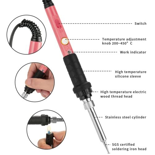 Soldering Iron Kit 60w Soldering Iron With Interchangeable Iron Tips ...