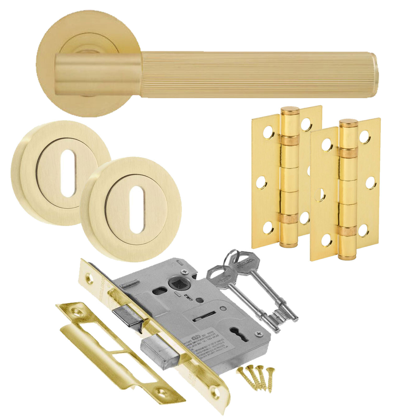 Astor Reeded Designer Door Handle Packs Latch Lock Bathroom Handle Sets ...