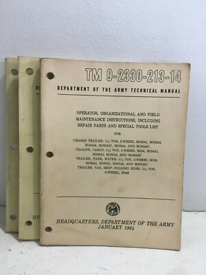 Army - Trailer Chassis, Cargo, Tank, Water PLST M1076 1964 - TM 9-2330 ...