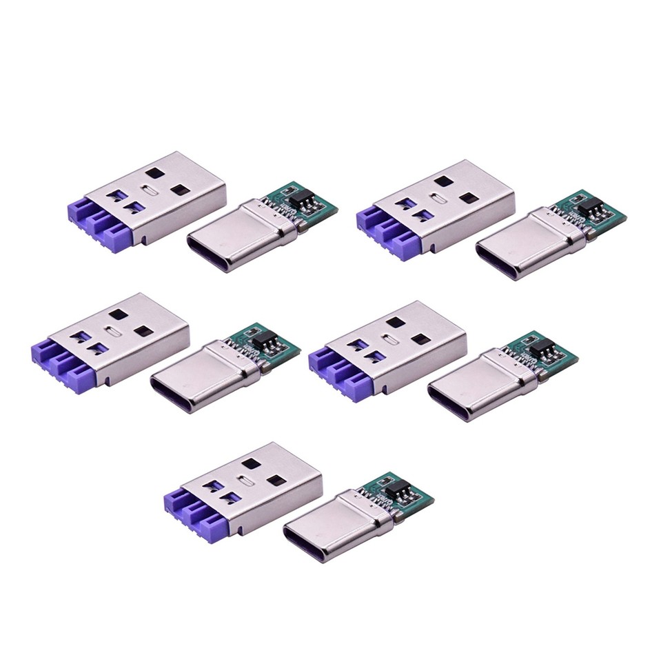 5Set 65W 5Pin PCB Type A Male+ 5Pin Type C Male Charge Adapter ...
