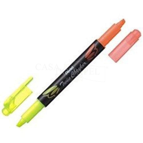 'Pentel SLW8 Single Highlighter Twin Checker 2 Spikes, Yellow/Orange | eBay