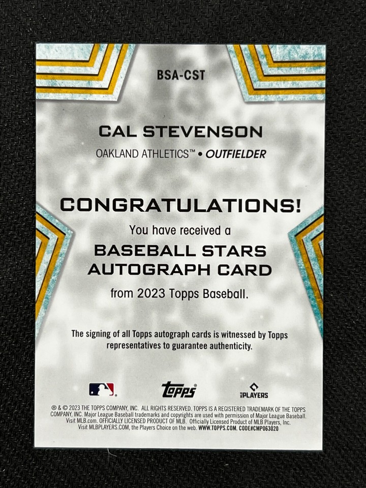 2023 Topps #BSA-CST Cal Stevenson Rookie Baseball Stars Autograph ...